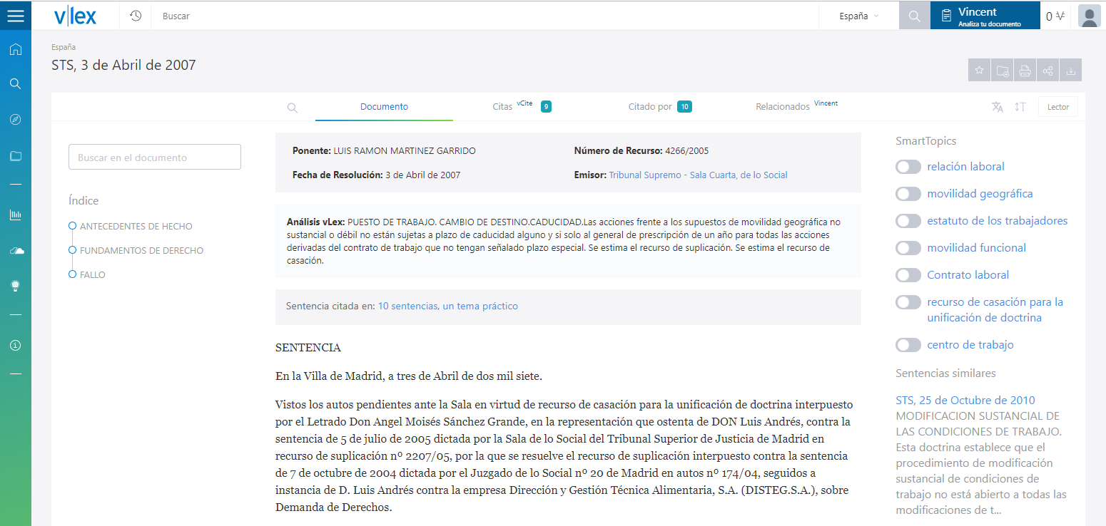 Aprende a usar vLex. Caso 1: Movilidad geográfica y modificaciones ...